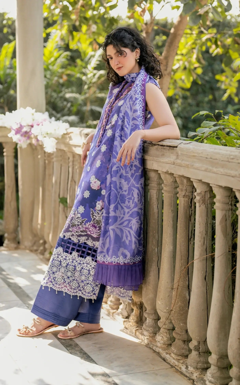 Gulkari by Asifa and Nabeel Chikankari Lawn Suit Unstitched 3 Piece AN25G GKL-11 Ophelia ...